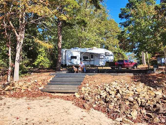A gorgeous lakeside campsite at Springfield Campground offers the perfect setup for you and your furry friends to unwind together.