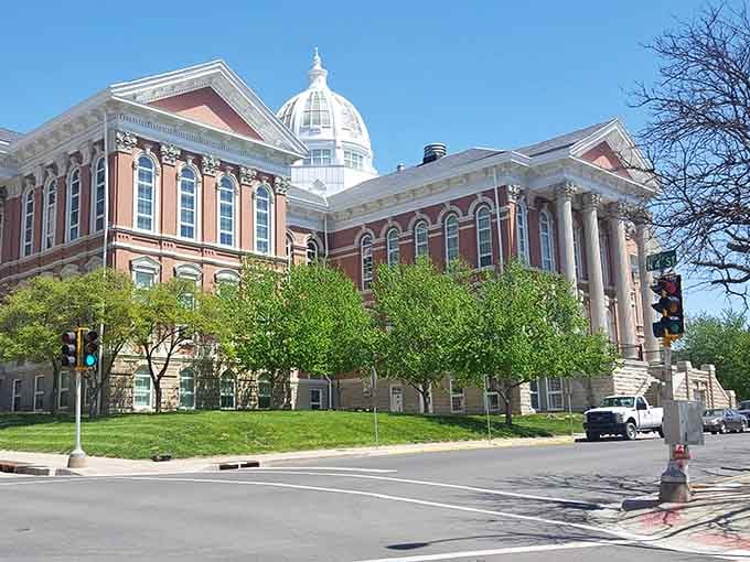 Classical columns and a gleaming white dome make this courthouse look ready for its close-up on any postcard.