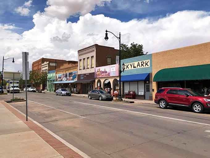 Historic brick buildings frame a street where your Social Security check actually covers the bills each month.