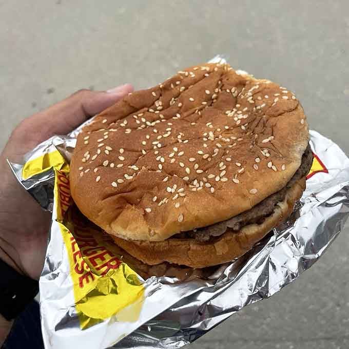 Wrapped in foil like a gift you actually want, this quarter pounder means serious business on a sesame seed bun.