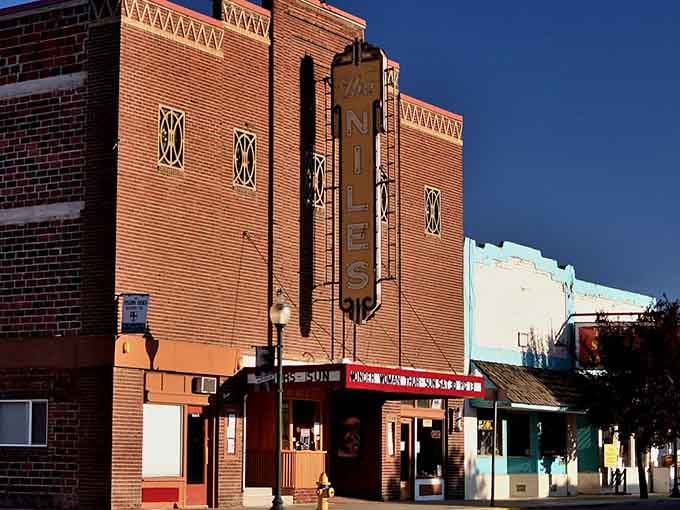 The Niles Theater's art deco facade proves that even remote towns once built things meant to inspire, not just function.