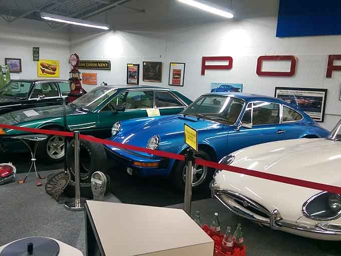 Classic Porsches on display prove that some people collect the real thing while others appreciate miniature automotive perfection.