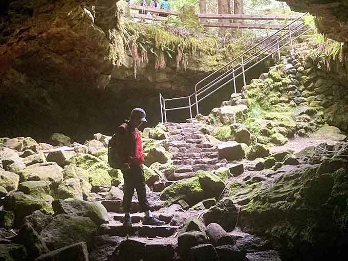 Every great underground adventure starts with that first cautious step into the unknown.