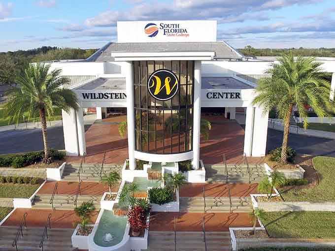 Modern education meets small-town values at this beautifully landscaped campus where palm trees frame the entrance like natural sentinels.