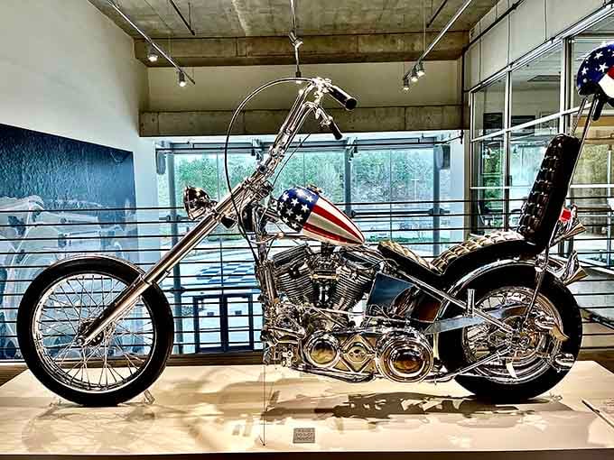 That Captain America chopper with the stars and stripes proves some bikes are born to be wild and patriotic.
