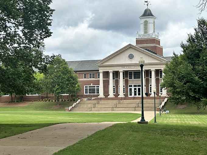 The Cage Center proves that even modern campus buildings can have classical elegance without looking like a spaceship landed.