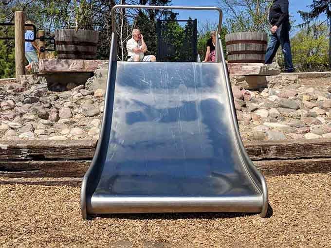 This slide built into natural stone proves that sometimes the best rides are the ones that blend seamlessly with nature.