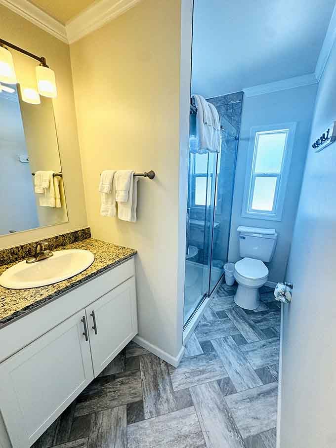 Clean, functional bathrooms with actual showers, because even mermaids need to freshen up properly.