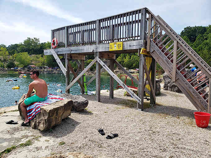 That diving platform promises the kind of summer memories your grandkids will beg to hear about every visit.