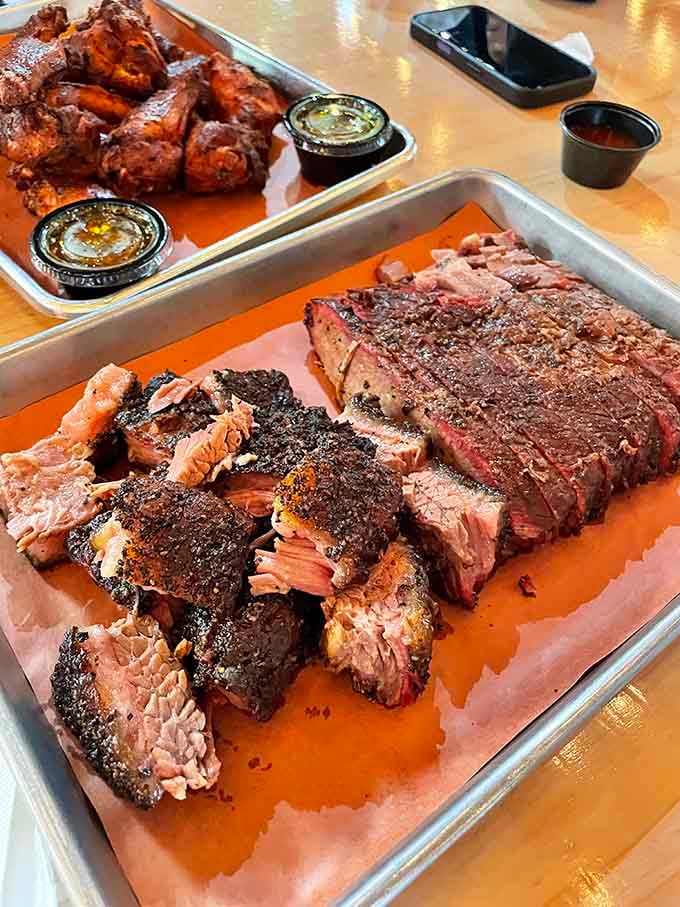 When brisket and wings share a tray, you know someone's having the kind of day worth celebrating.