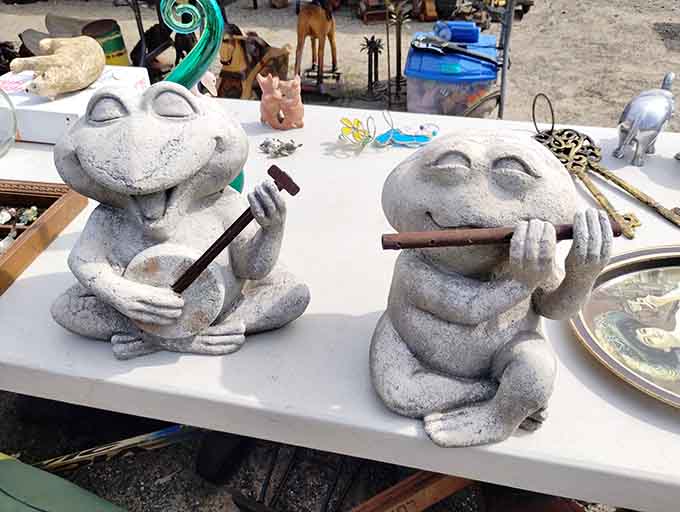 Musical garden frogs that look ready to start a jazz band, bringing whimsy to your yard one amphibian at a time.