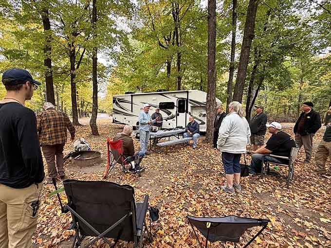 Fall camping where the leaves outnumber the neighbors, which is exactly how outdoor gatherings should work.