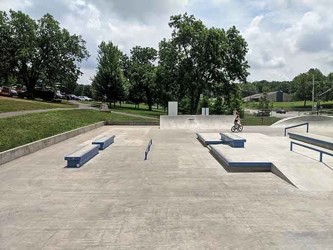 The skate park where local teens perfect their moves and occasionally defy the laws of physics.