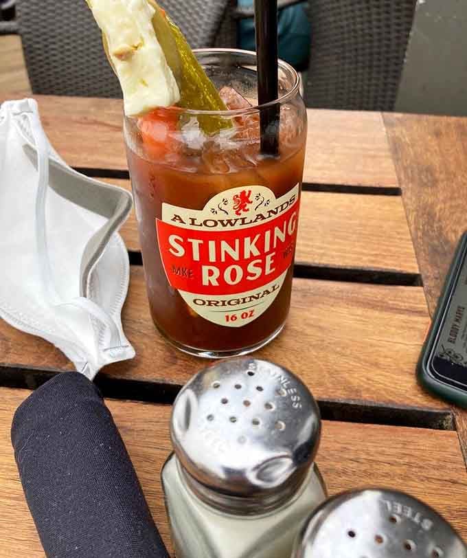 When your Bloody Mary comes with a pickle spear that tall, you know you're in for something special.