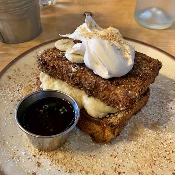 Banana cream pie french toast: because sometimes breakfast needs to moonlight as dessert, and we're not complaining one bit.