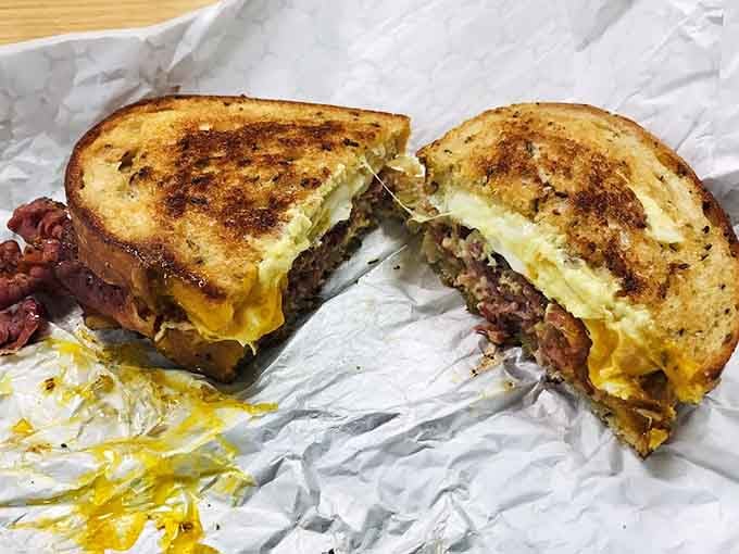 That golden-grilled perfection is what happens when someone truly understands the sacred art of sandwich construction.