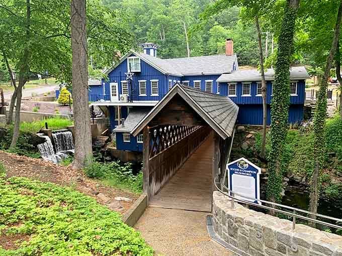 Cross this covered bridge and you'll half expect to meet a character from a Nathaniel Hawthorne novel.