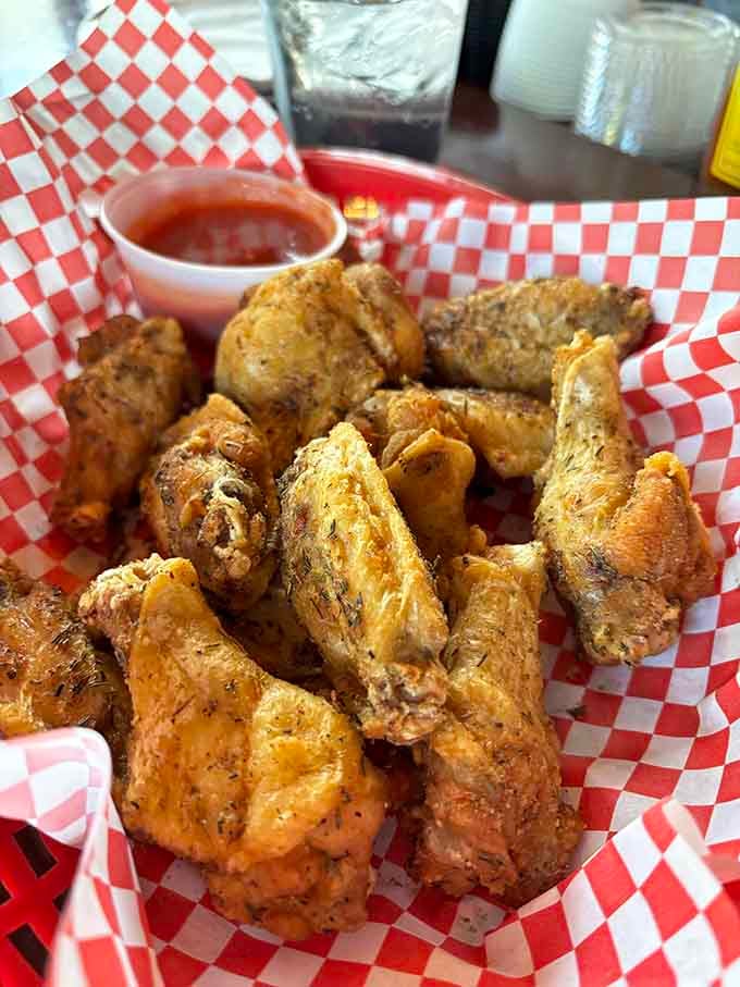 Golden, crispy wings that'll make you forget all about counting calories or pretending you're sharing them.