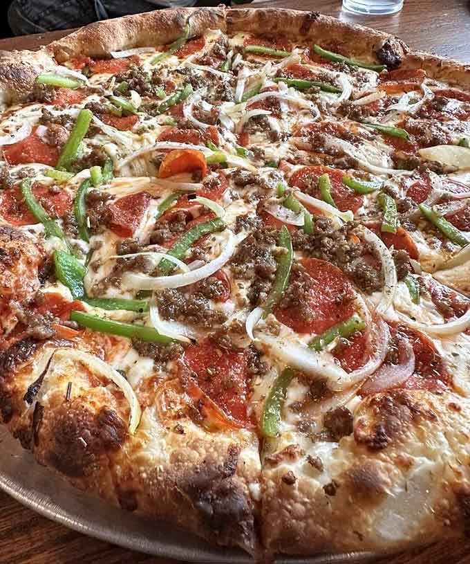 When your pizza arrives looking this loaded, you know you've made all the right life choices today.
