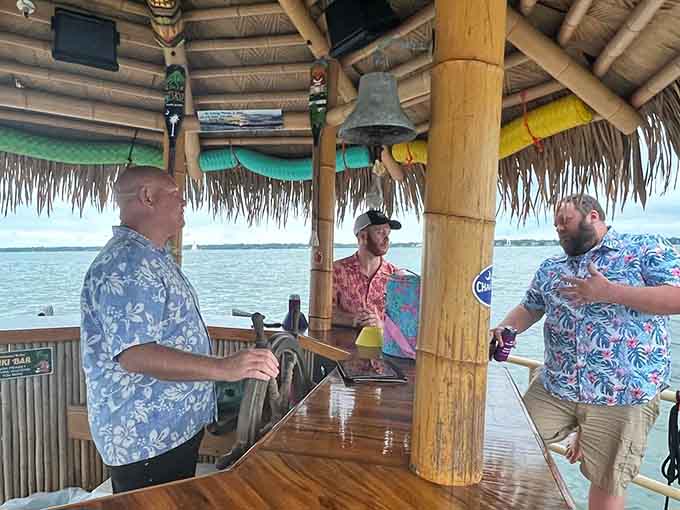 Nothing says "living your best life" quite like friends gathered under a bamboo roof, drinks in hand, cruising Charleston's waterways.