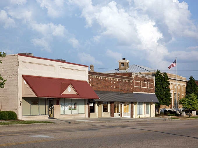 Classic brick facades and American flags remind you that some things never go out of style, thankfully.