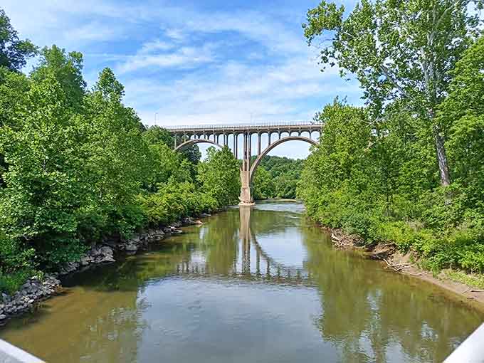 The Brecksville-Northfield High Level Bridge towers above like Ohio's own Arc de Triomphe, minus the Parisians.