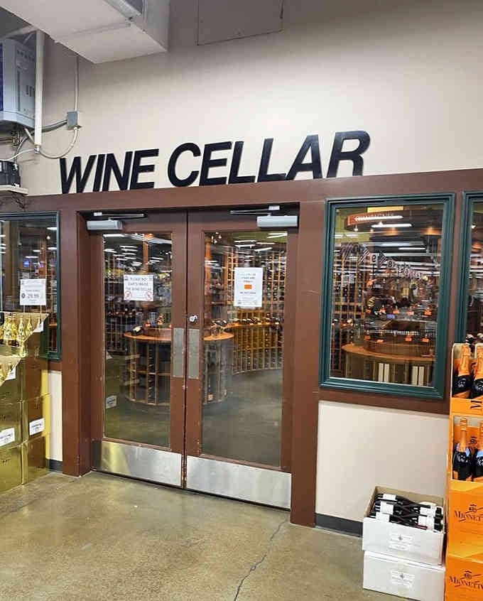The wine cellar entrance promises temperature-controlled treasures that would make any sommelier weak in the knees with anticipation.