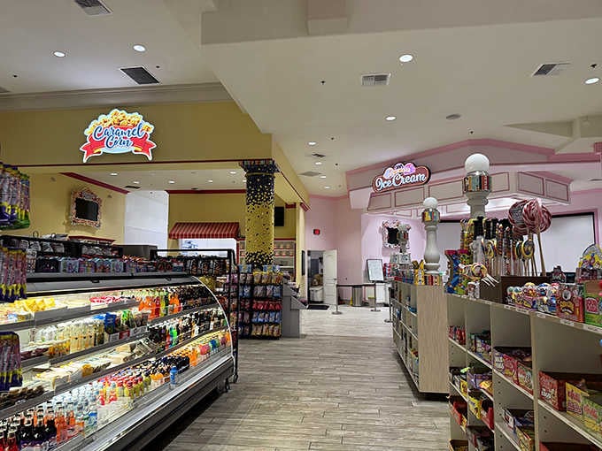Step inside to discover a convenience store that actually looks inviting, complete with cheerful colors and organization.