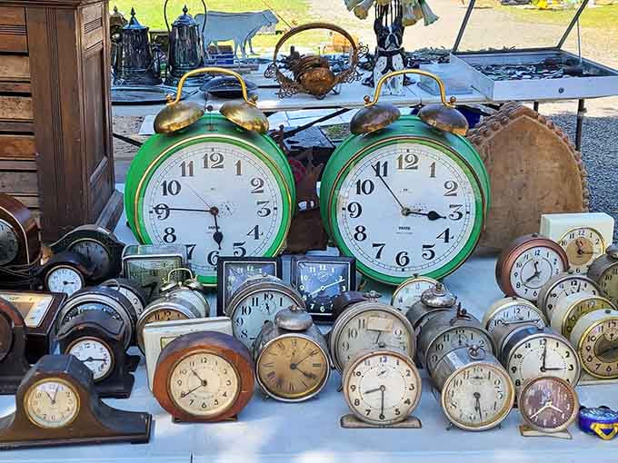 Time stands still at this booth, literally, with enough vintage alarm clocks to wake an entire neighborhood.