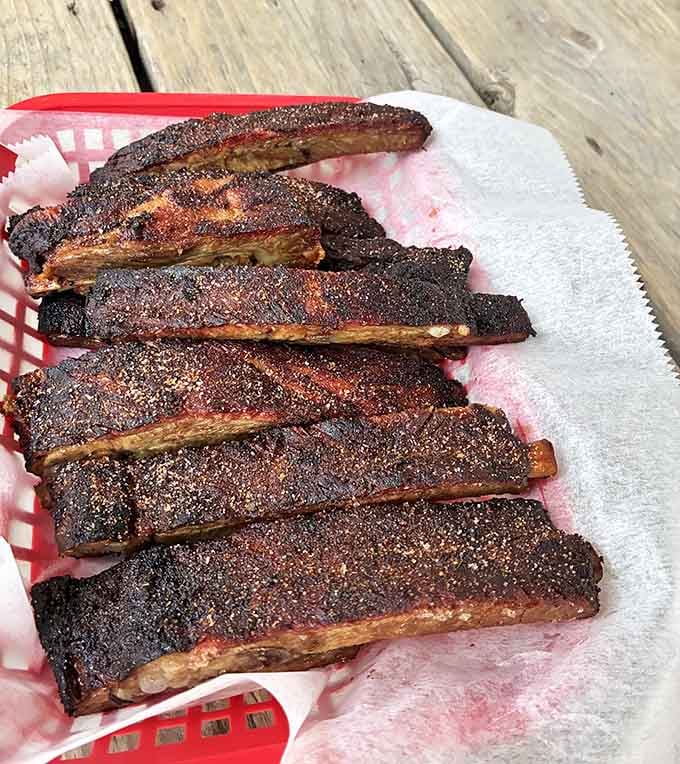 These ribs showcase that gorgeous bark and smoke ring that barbecue dreams are made of, pure perfection.