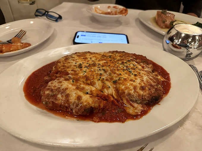 Chicken Parmesan done right: golden, bubbling, and generous enough to share (but you probably won't want to).