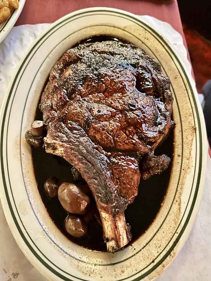 This ribeye has the kind of char and marbling that makes you understand why people write love songs about food.