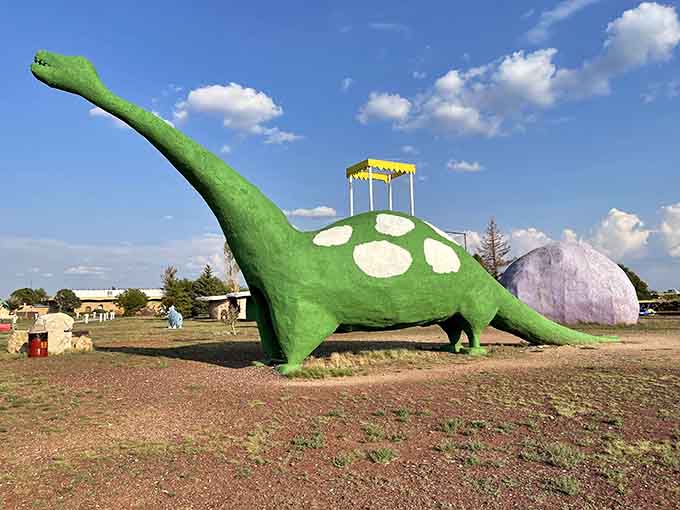 This gentle green giant doubles as a slide, letting kids experience prehistoric transportation with a modern twist.