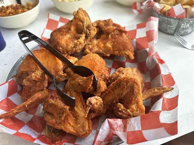 Golden, crispy, and glistening with perfection&mdash;this is what fried chicken dreams are made of, folks.