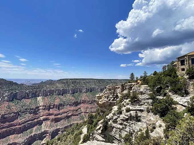 Dramatic clouds roll over the canyon rim, adding nature's own special effects to an already spectacular show.