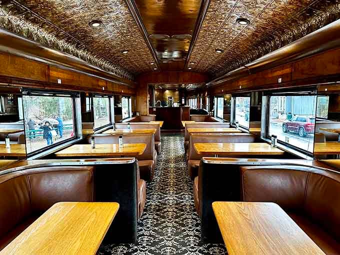 Step inside these beautifully restored cars where polished wood and comfortable seating prove luxury never goes out of style.
