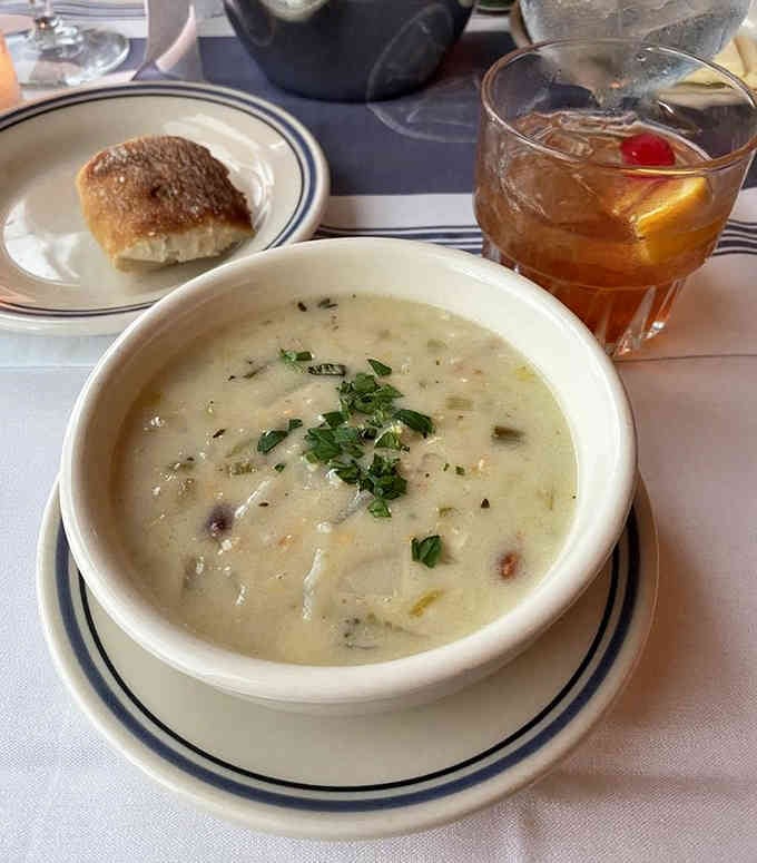 That creamy chowder paired with an Old Fashioned is pure Wisconsin perfection in a bowl.