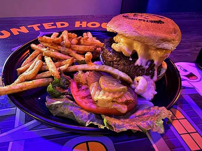 The Monster Mac and Cheese Burger combines two comfort food classics into one gloriously indulgent, cheese-covered masterpiece.