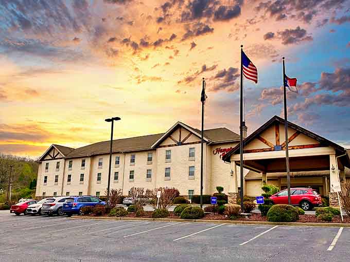 Hampton Inn provides comfortable lodging with those mountain views that make hitting snooze actually worthwhile.