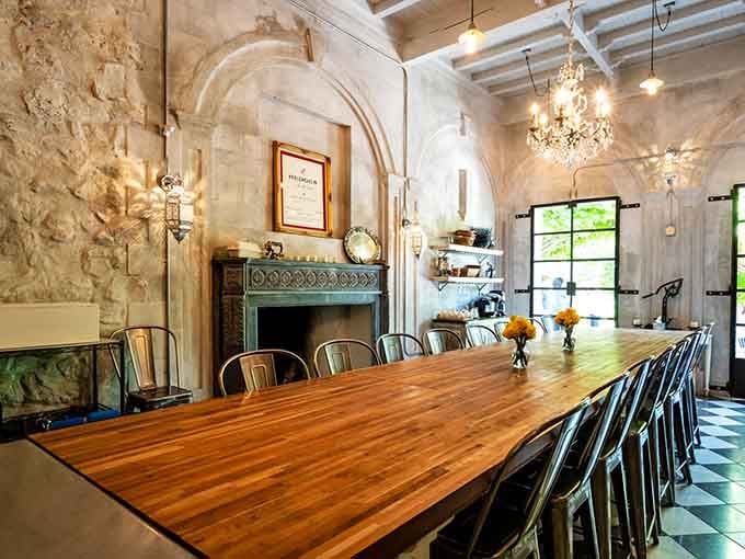 Stone walls, chandeliers, and a fireplace that could warm even the coldest wine snob's heart.