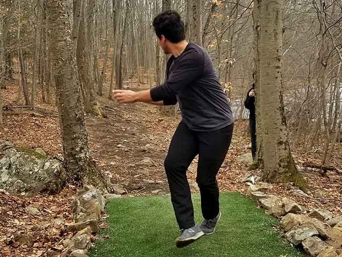 Someone's about to learn that trees are surprisingly good at catching discs you didn't mean to throw there.