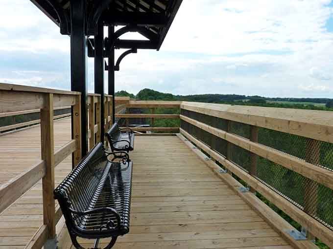 Even the benches here come with a view that beats any waiting room you've ever sat in by about 125 feet.