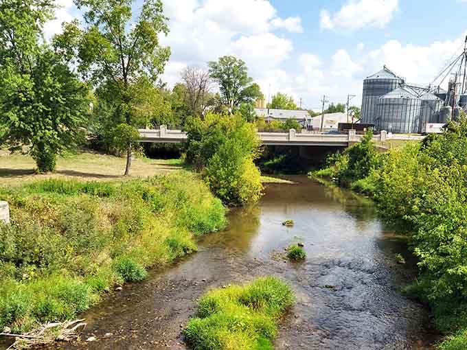 The Zumbro River flows peacefully below, proving nature and engineering can absolutely be best friends for generations.