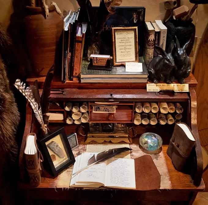 This writing desk setup looks ready for penning your own epic adventure tale or heartfelt letter.