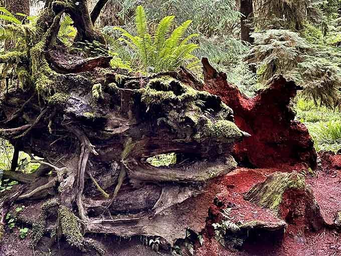 Even fallen trees become sculptural masterpieces here, their roots creating natural art installations worth studying.