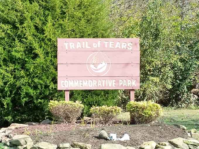 The Trail of Tears Commemorative Park stands as a dignified reminder that some stories must never be forgotten or diminished.