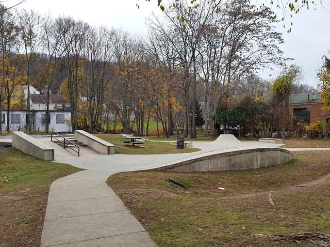 Where local skaters practice their moves and occasionally defy the laws of physics and common sense.