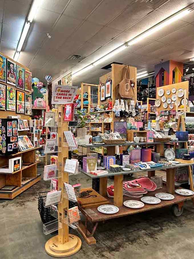 Every aisle bursts with color and possibility, like Willy Wonka opened a gift shop instead of a chocolate factory.