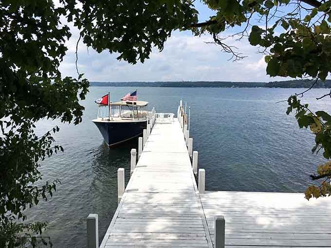 That perfect moment when the boat awaits and adventure calls, framed by nature's own welcoming committee.