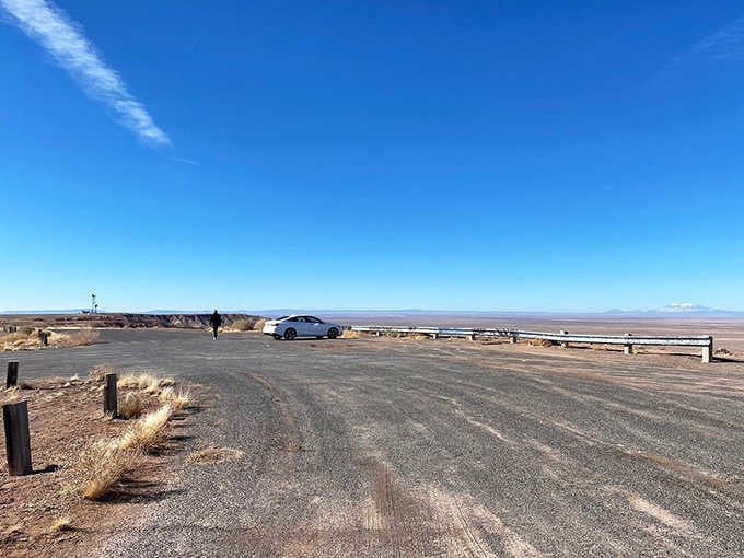 The parking area proves that paradise doesn't require a long hike, just a willingness to take the exit.